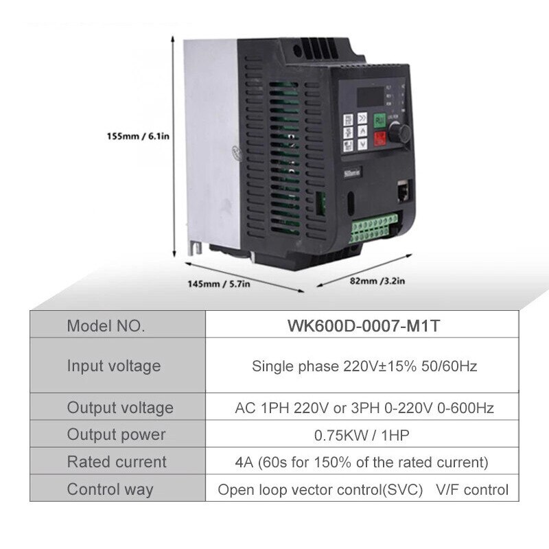 Invertor de frecventa variabila, 0.75KW, 1HP, control vectorial deschis ...