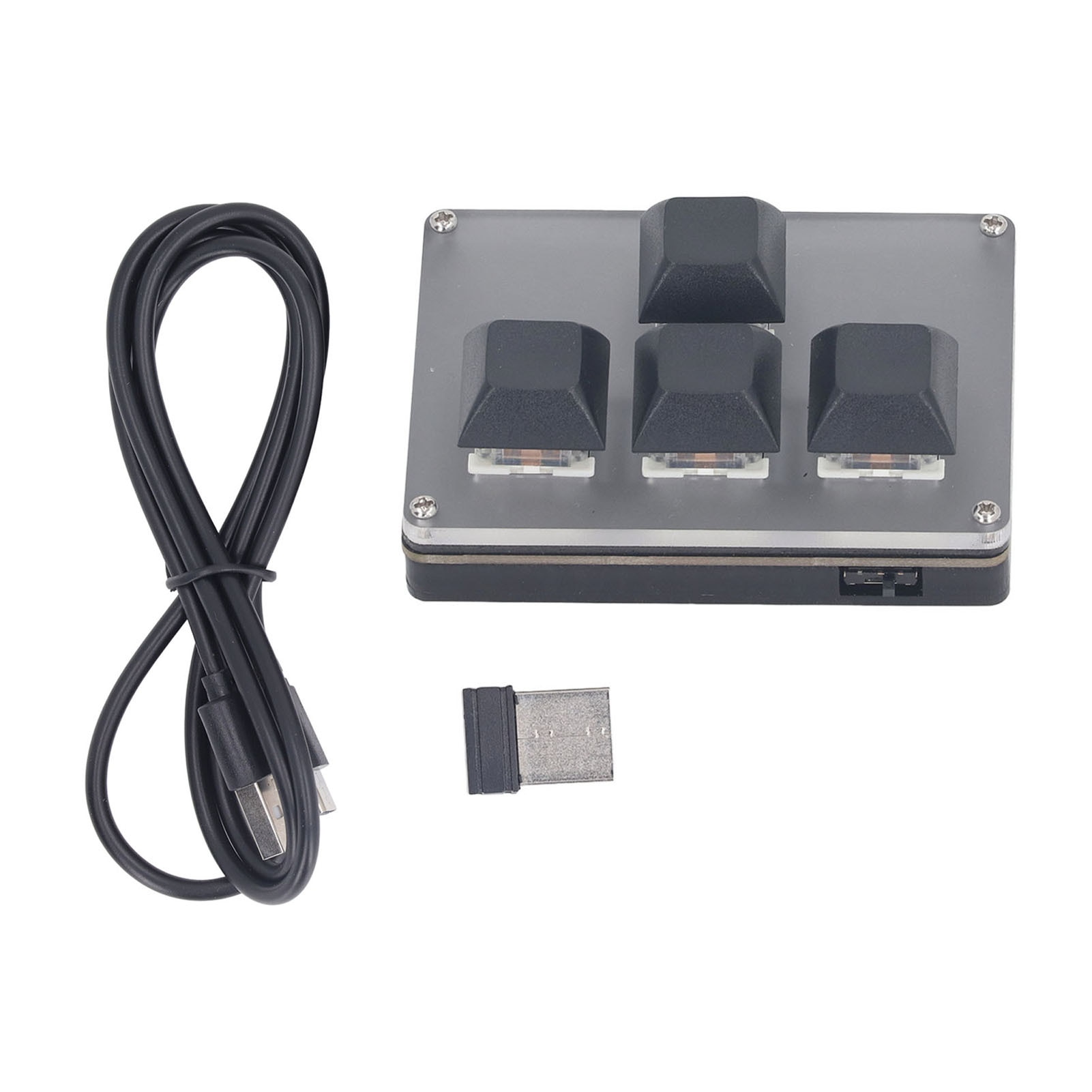 Vezeték nélküli mechanikus billentyűzet, 4 gombos, testreszabható, fém ...