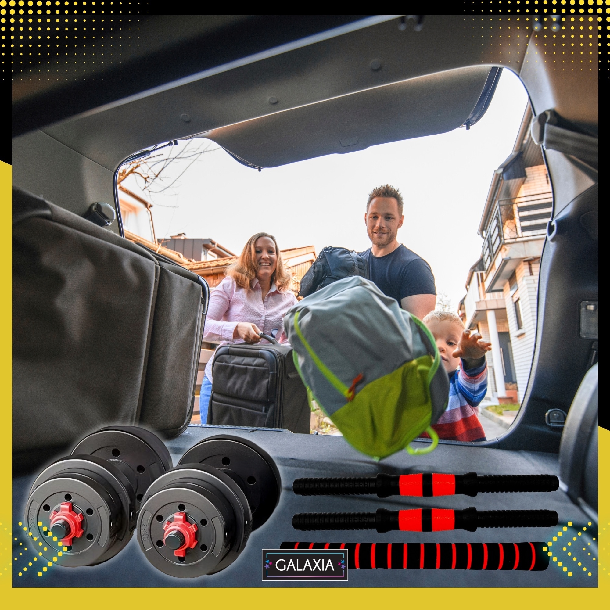 Set Gantere Reglabile 2 in 1 Galaxia® 20 kg – Haltere Convertibile in Bara, Greutati pentru ...