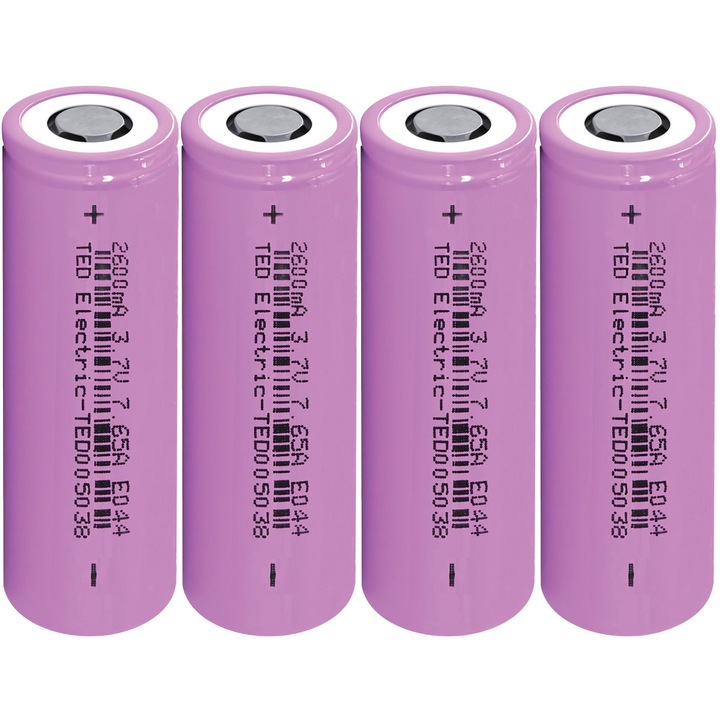 Baterii Reincarcabile 18650 ISR Li-Ion 3.6V 2600mAh 4 BUCATI 2.6A cu ...