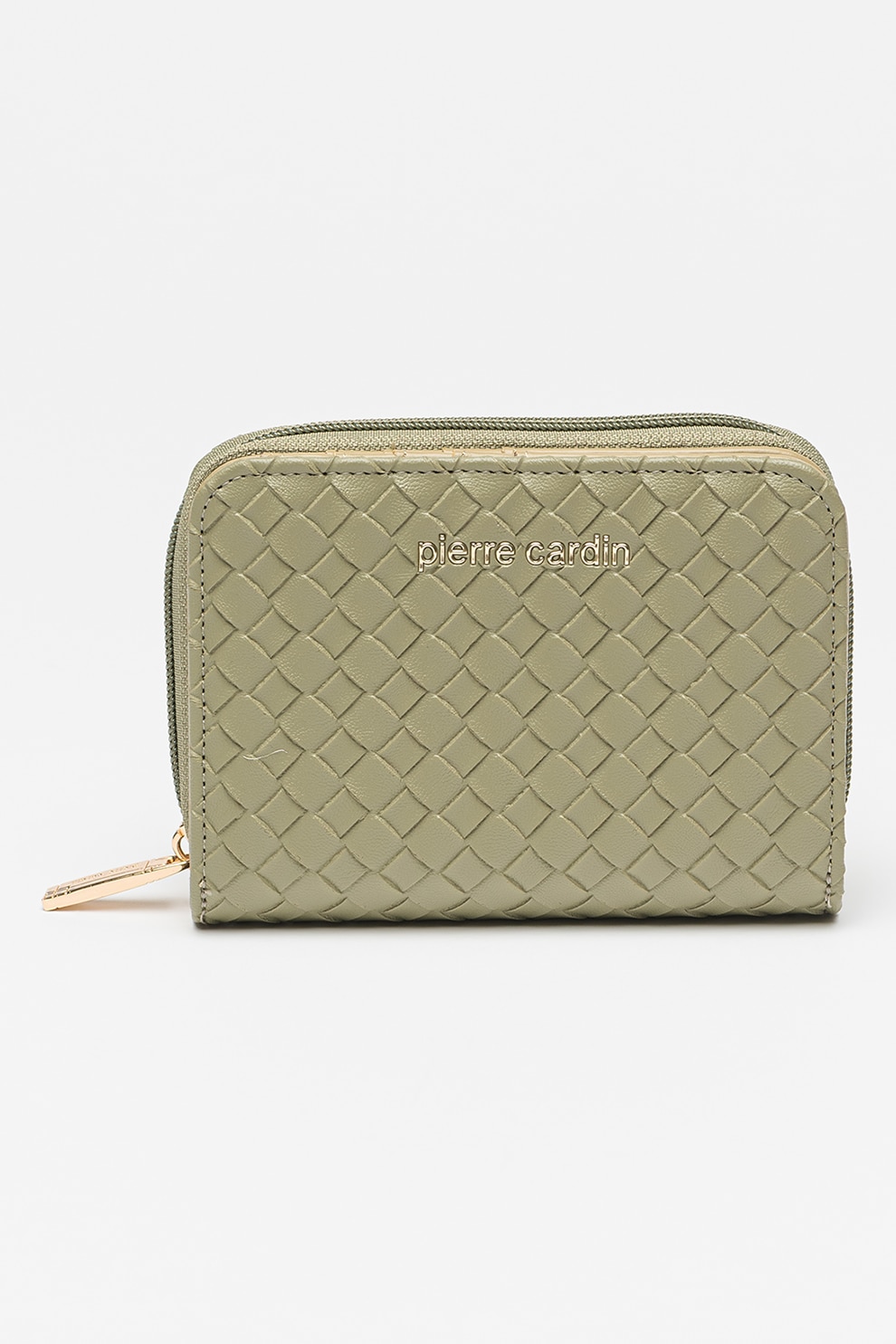 Pierre Cardin, Portofel de piele ecologica cu aspect tesut, Verde ...