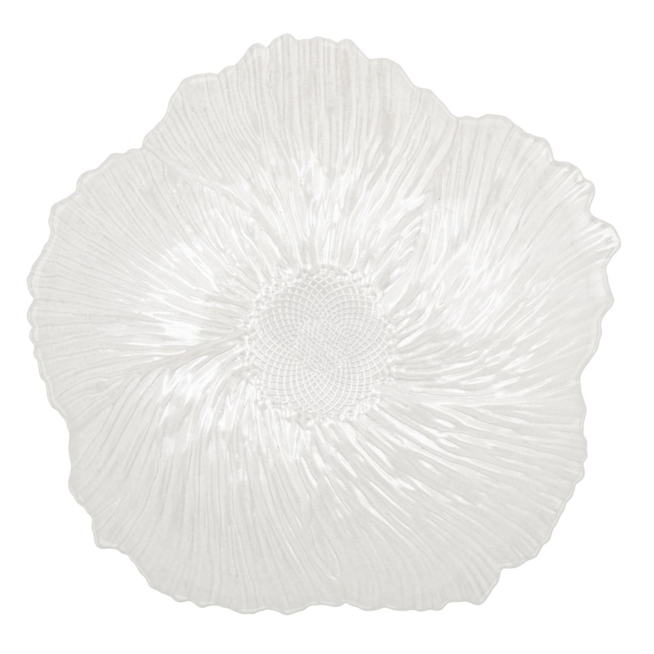 Platou Decorativ din Sticla Alba in Forma de Floare 27x27x6cm - eMAG.ro