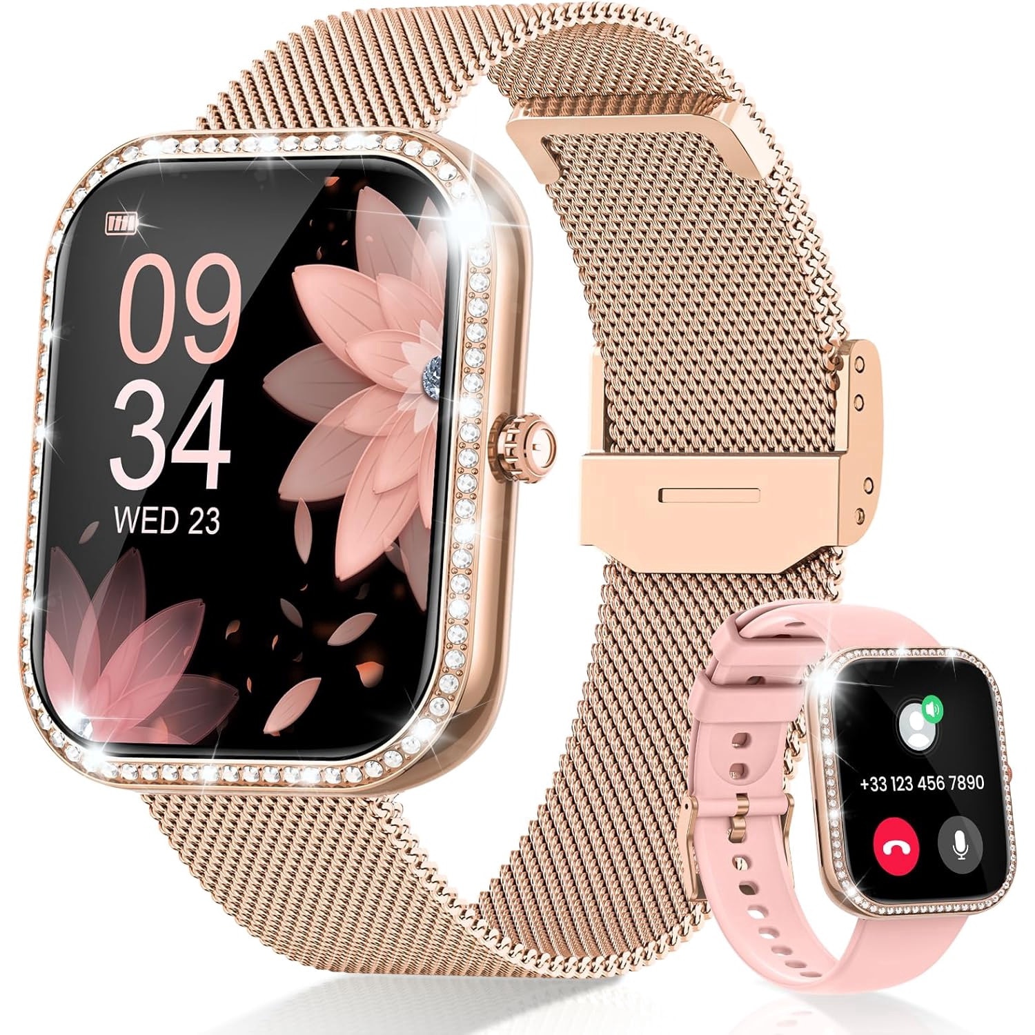 Ceas Smartwatch Dama Xenomo® PEARL, Ceas Fitness Inteligent, Ecran FULL ...