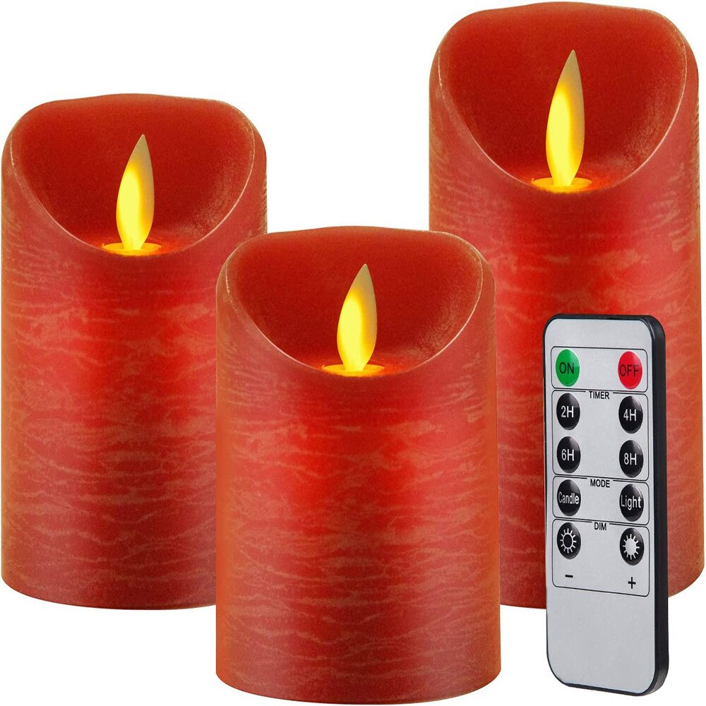 Set de 3 lumanari decorative cu timer, ceara reala, functionare cu ...