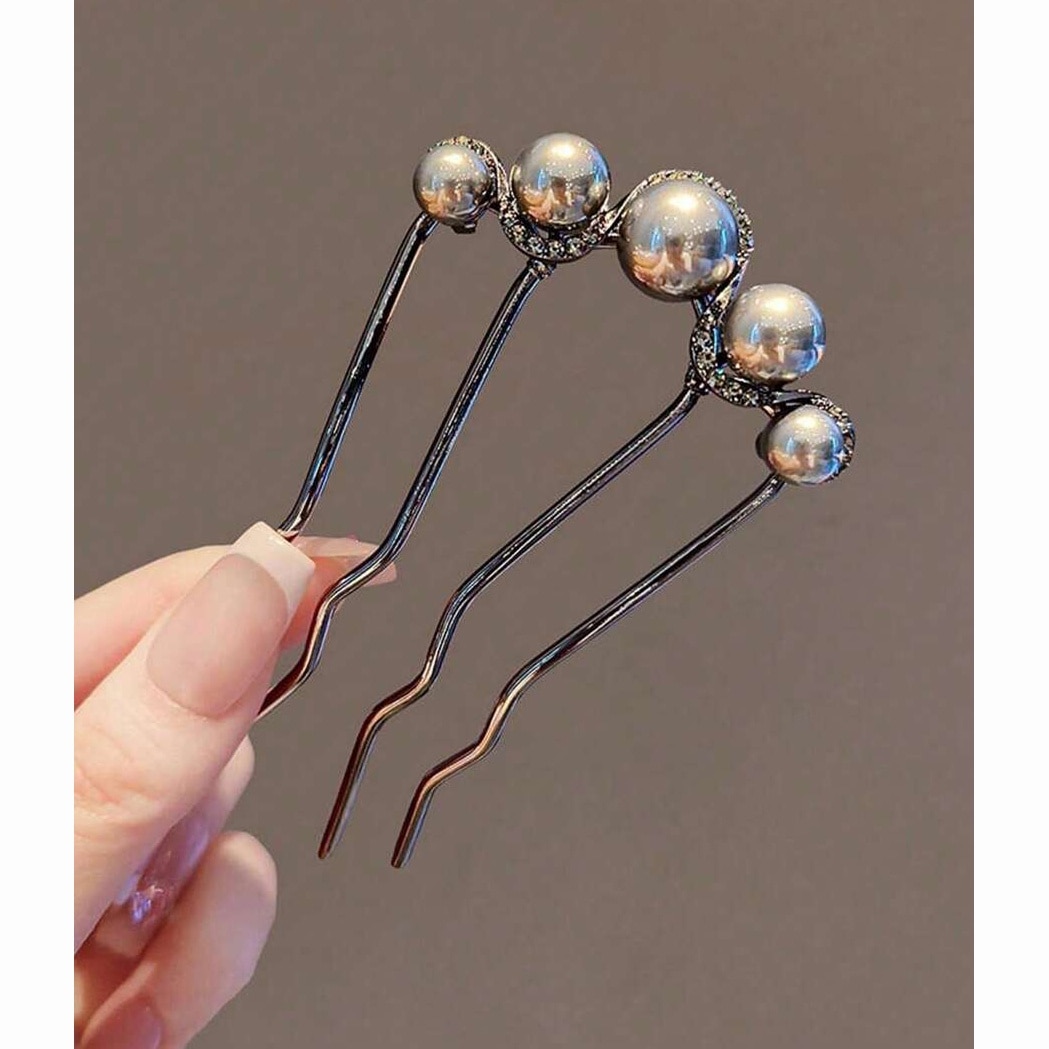 Set 2 Agrafe Metalice in forma de U, Danati™, Cu Perle artificiale ...