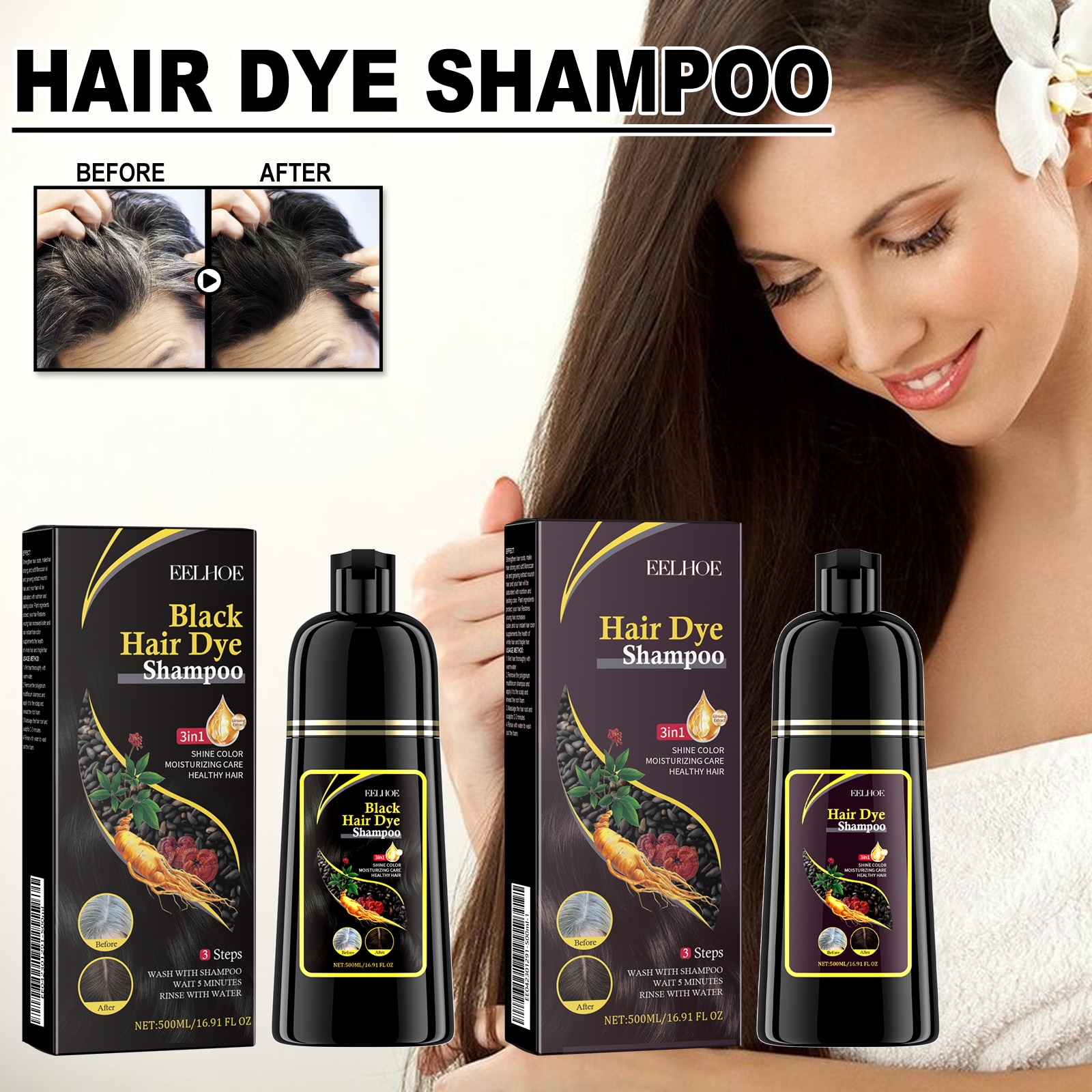 Sampon nuantator de par EELHOE 500ml, pentru parul alb, fara amoniac ...
