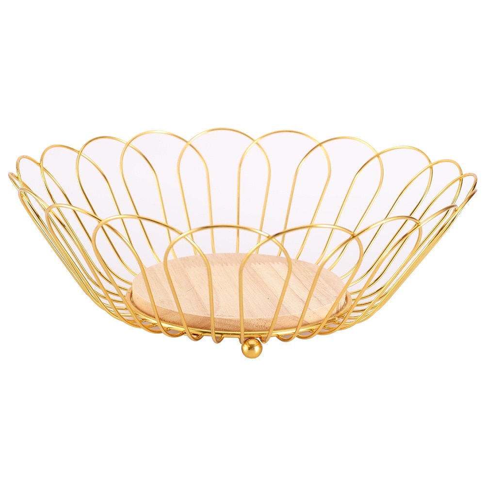 Fructiera aurie din metal si lemn, 27, 8 cm - eMAG.ro