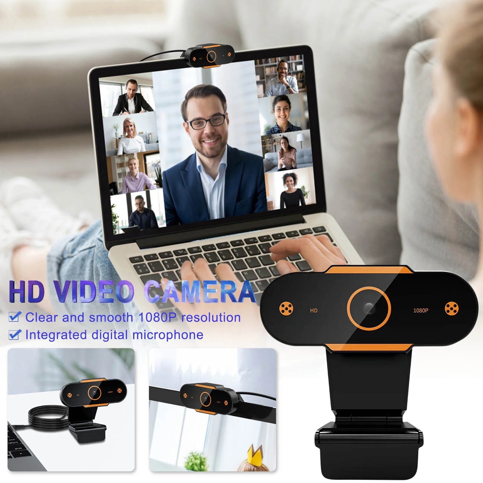 Camera Web Full HD 1080P cu Microfon, 110 grade unghi de vizualizare ...