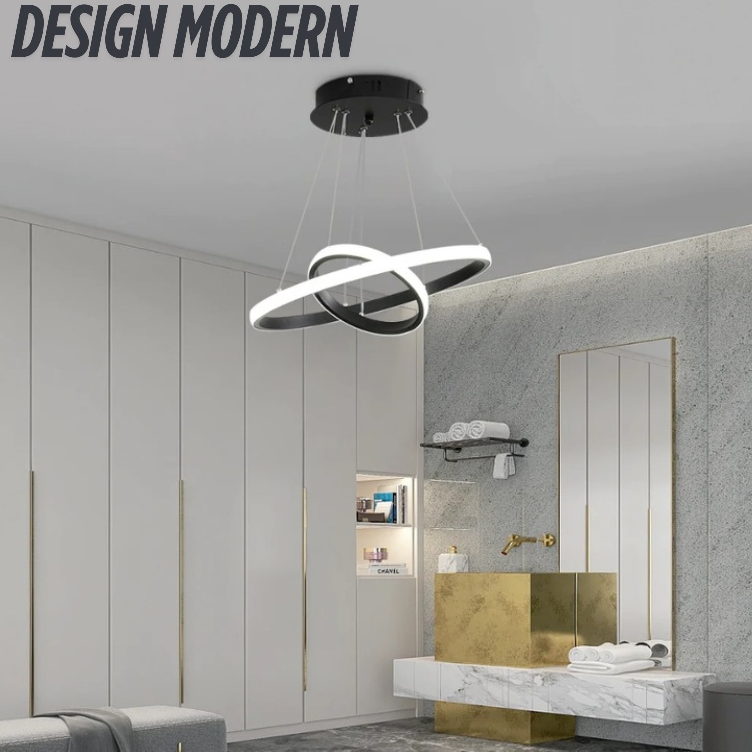 Lustra circulara, cu design elegant si minimalist, structura din fier ...