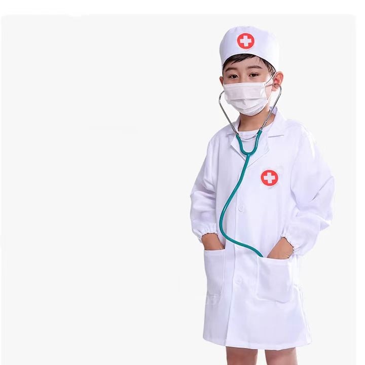 Costum de doctor pentru copii, joc de rol 3-9 ani, alb, pentru ...