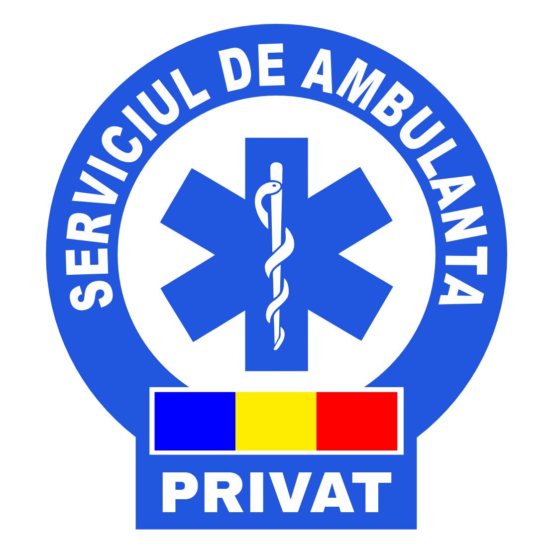 Autocolant tip sigla parbriz, Serviciul de Ambulanta Privat, aplicare ...