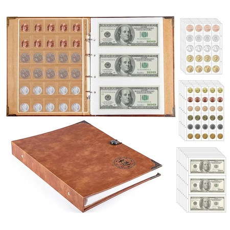 Album de colectie monede/bancnote, Gkllonve, 250 buzunare pentru monede ...
