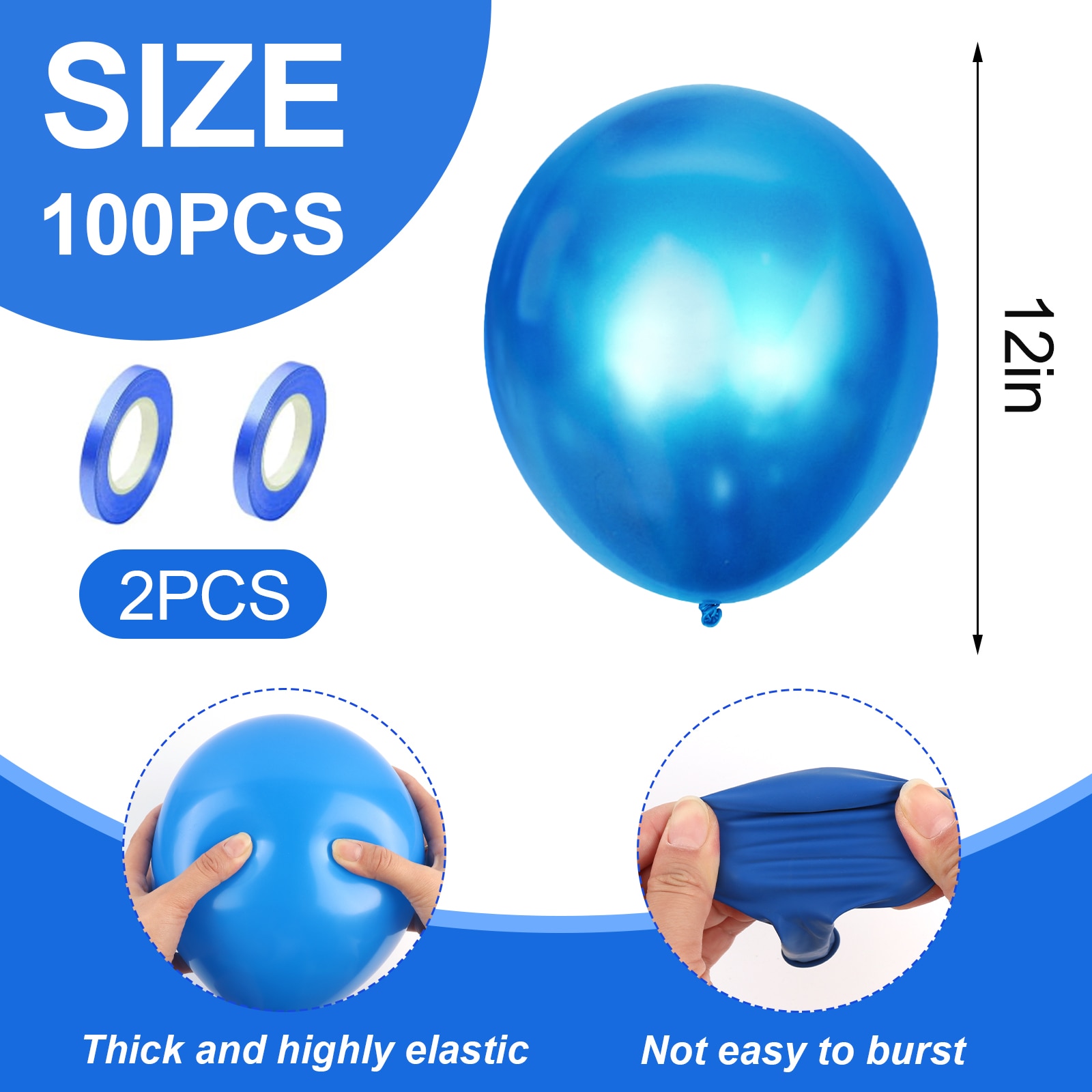 Set 100 baloane din latex, 12 inch, baloane albastru din latex, baloane ...