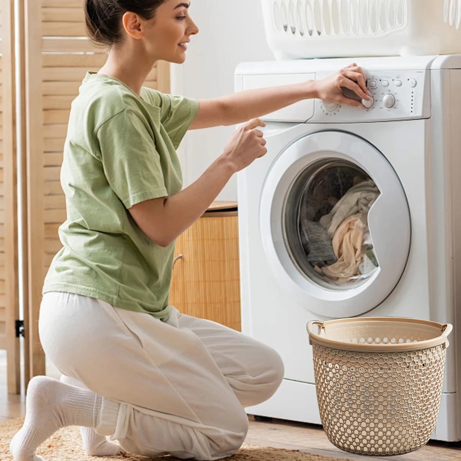 Cos pentru rufe, multicolor, plastic, 25.5x20x20cm, capacitate mare ...