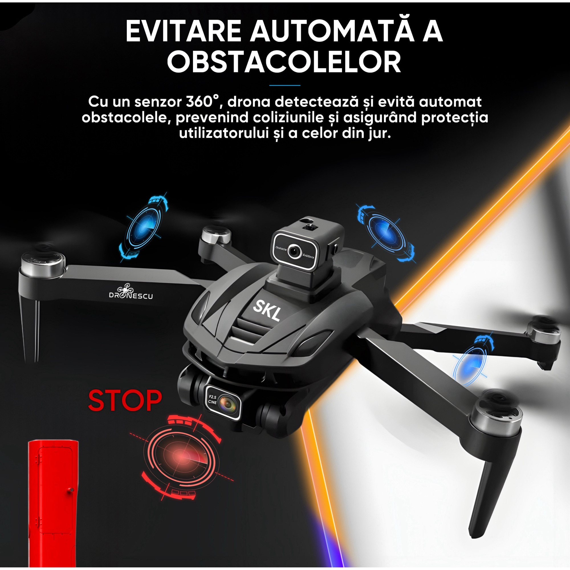 Drona inteligenta UAV, Pentru copii sau adulti, Dronescu SKYLITE ...