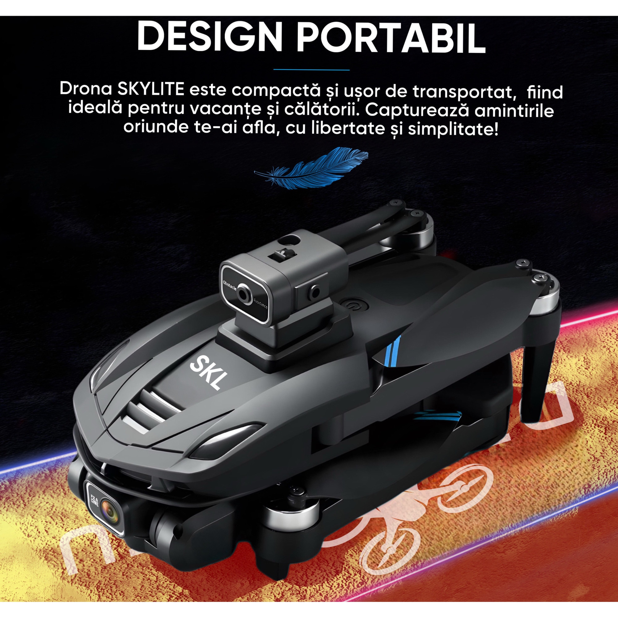 Drona inteligenta UAV, Pentru copii sau adulti, Dronescu SKYLITE ...