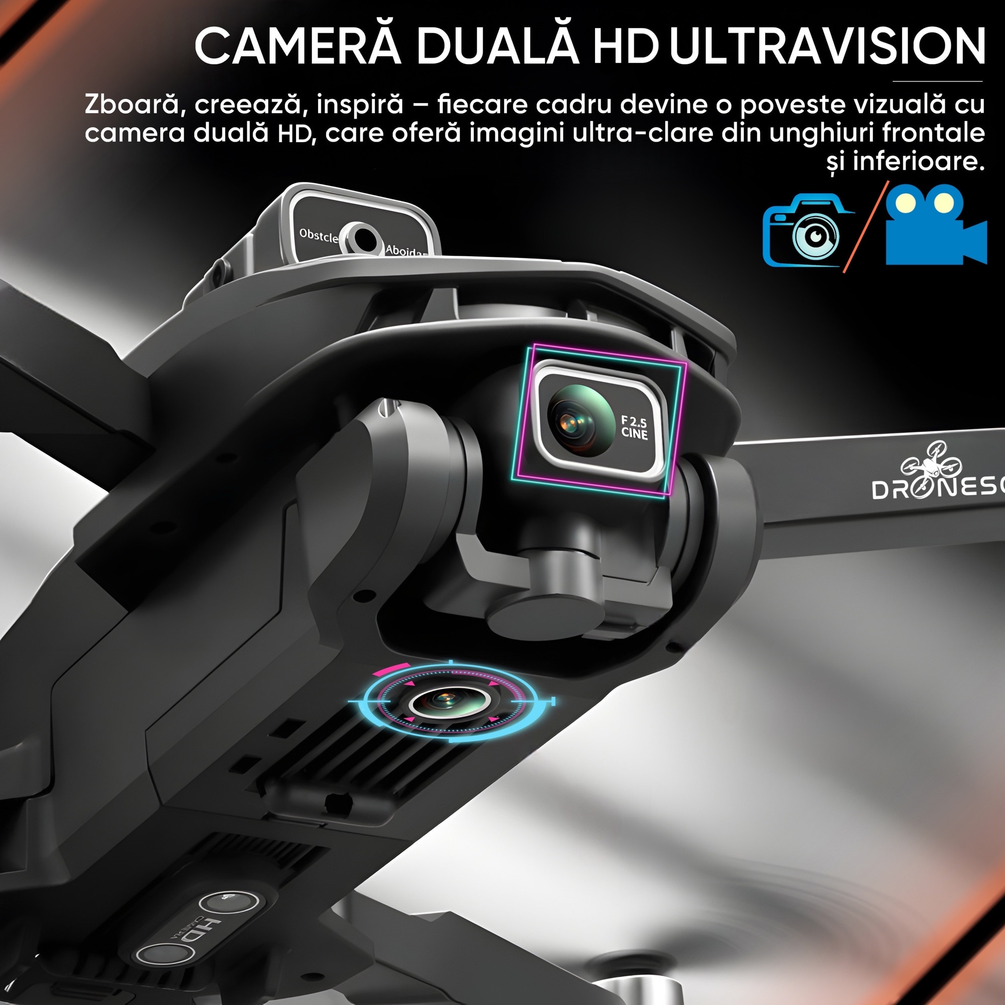 Drona inteligenta UAV, Pentru copii sau adulti, Dronescu SKYLITE ...