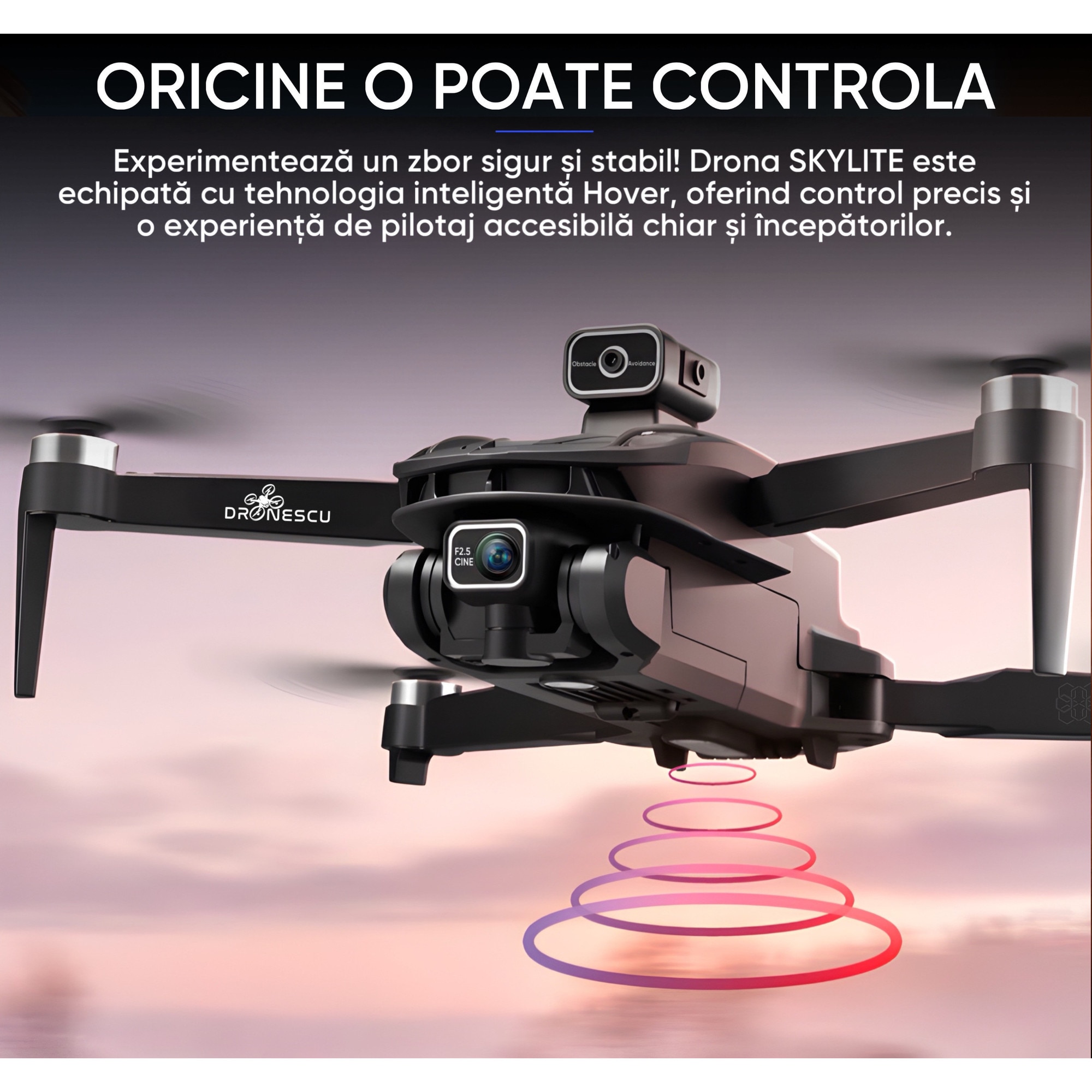 Drona inteligenta UAV, Pentru copii sau adulti, Dronescu SKYLITE ...