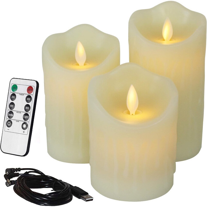 Set 3 lumanari LED electrice, Baterie Reincarcabila Telecomanda ...