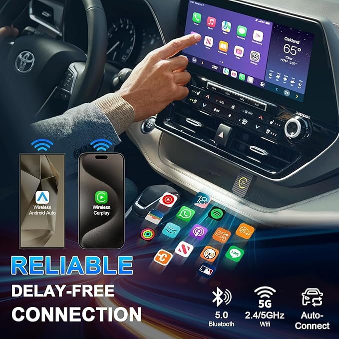 Adaptor auto wireless 2 in 1 compatibil cu iPhone Carplay, pentru ...