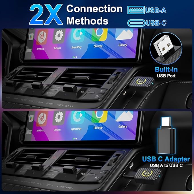 Adaptor auto wireless 2 in 1 compatibil cu iPhone Carplay, pentru ...