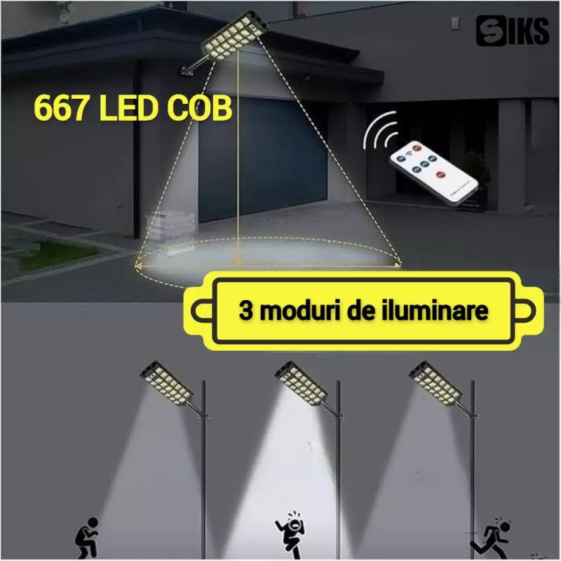 Lampa Solara SIKS Stradala Cob Sau Gradina Cu Panou Solar Incorporat ...