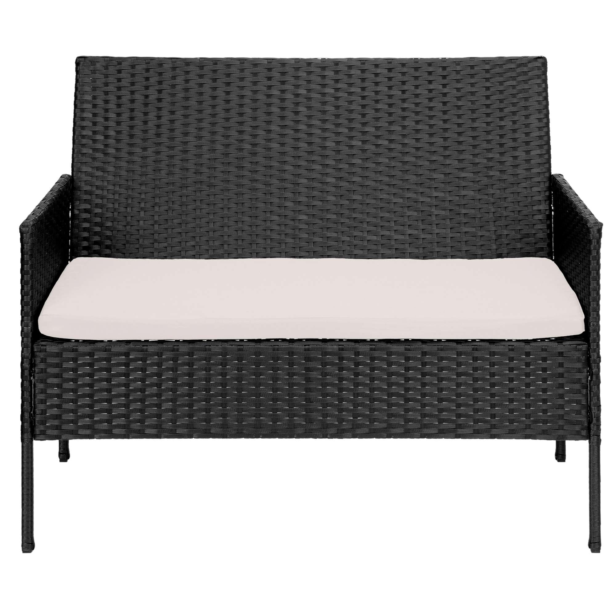 Set mobilier gradina MAGNOLIA, 4 piese, tehnorattan negru, perne bej ...