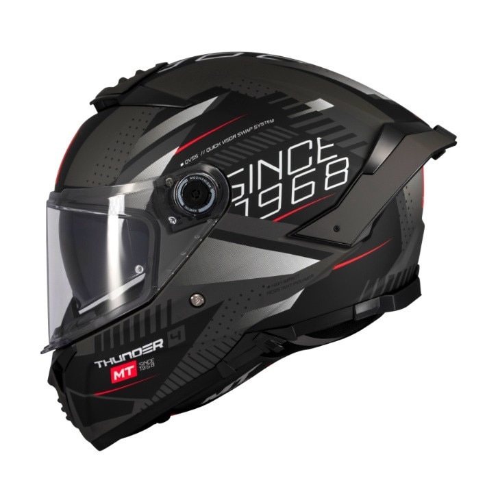 Casca integrala moto MT Thunder 4 cu ochelari integrati, Luminence, gri ...