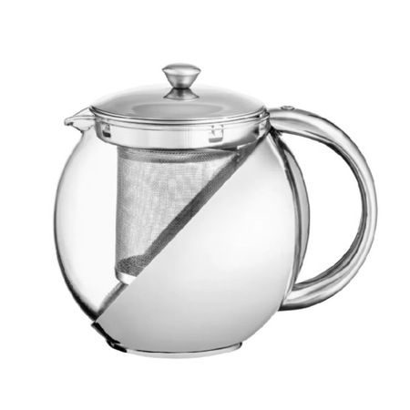 Ceainic cu infuzor, termorezistent, metal/sticla, argintiu, 750 ml ...