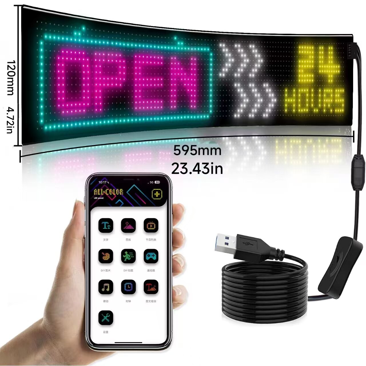 Panou LED Matrix auto, Control APP, Waterproof, IP65, Panou LED ...