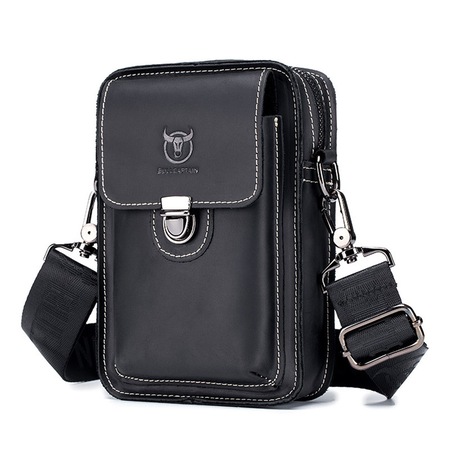 Geanta de umar pentru barbati, Fokelyi, piele fina neagra, dimensiuni ...