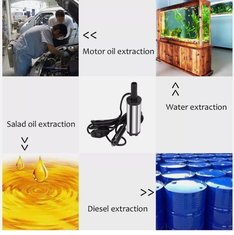 Pompa de apa submersibila 12V, 12-15l/min, 38mm, negru/argintiu - eMAG.ro