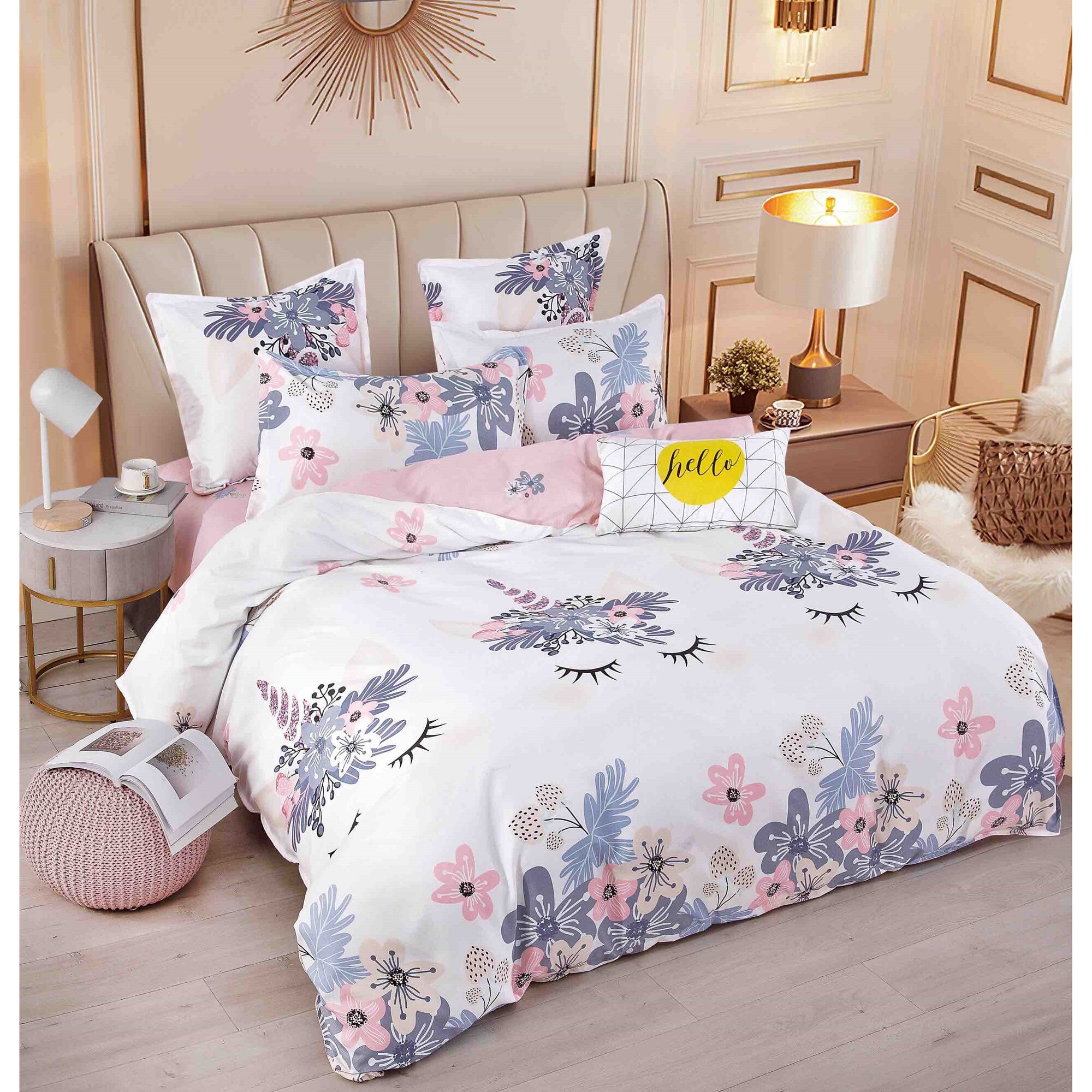 Двойно спално бельо, 2 души, Finet, 6 части, Чаршаф 230 x 250 см ...