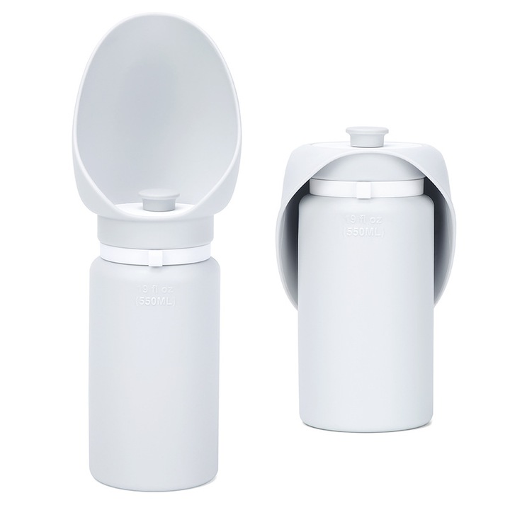 Recipient apa pentru animale, silicon, alb, 550ml, design pliabil ...
