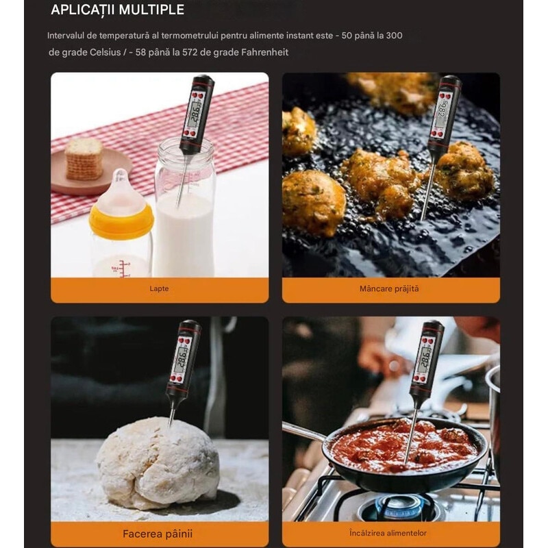 Termometru digital din otel inoxidabil pentru carne, alimente, coacere ...