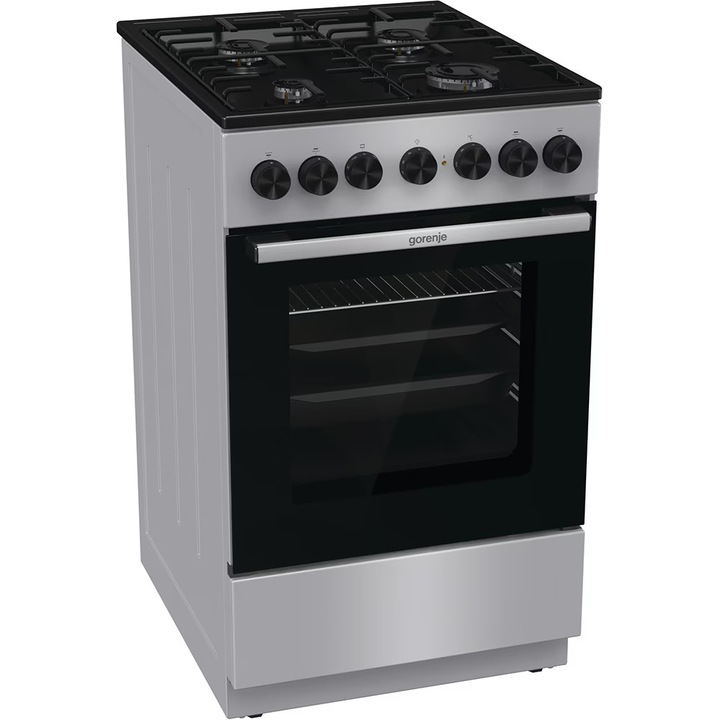 Aragaz GORENJE GK5B41SH, 4 arzatoare, Mixt, Gaz si Electric, L 50 cm, Grill, Gri - eMAG.ro