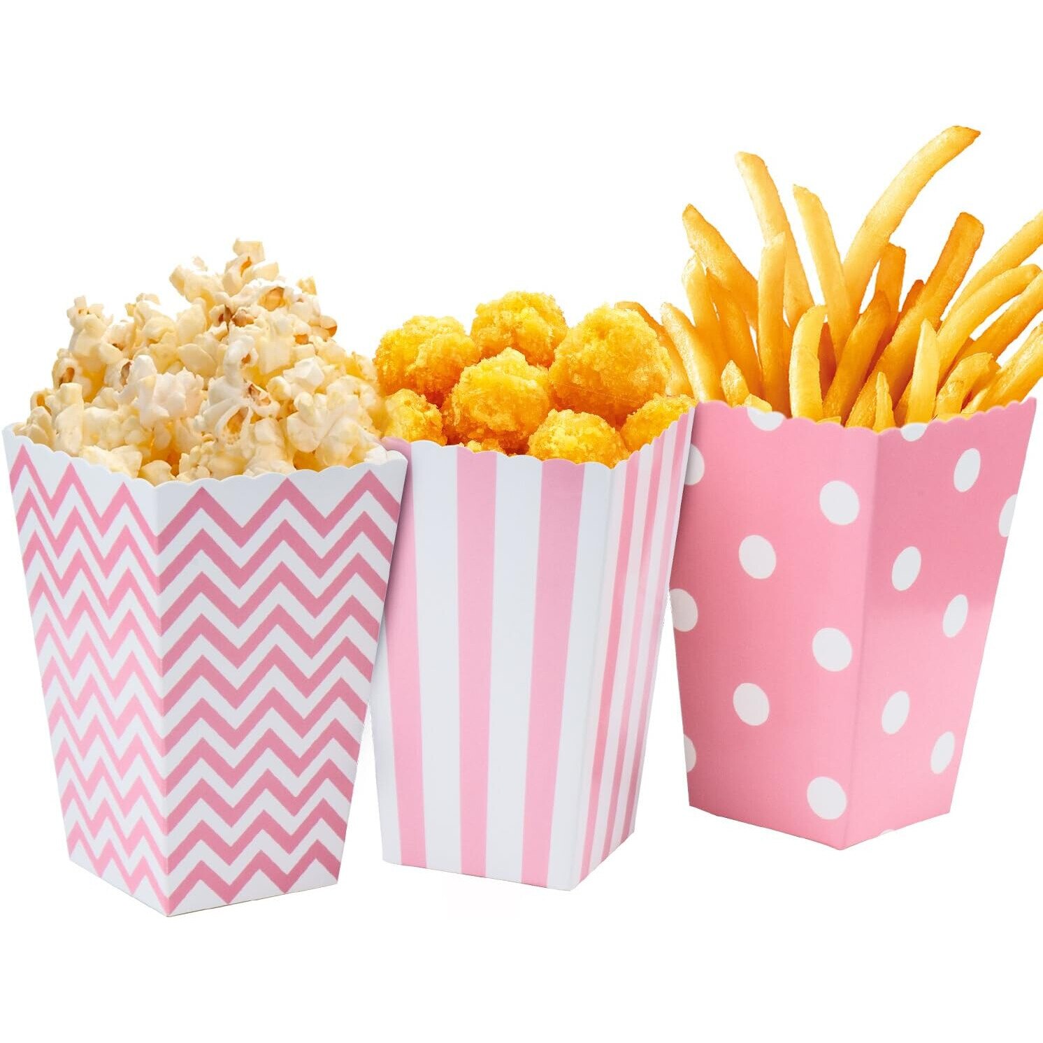 Set 36 cutii de popcorn, AMRINUGL, hartie, roz/alb - eMAG.ro