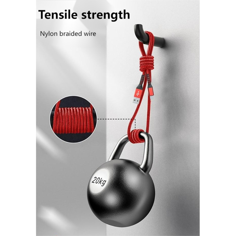 Cablu de date Apple Lightning, 2m, roz, impletit din nailon, set 1 buc ...