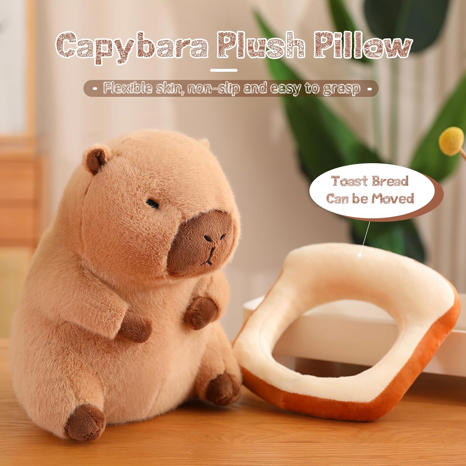 Jucarie de plus Capybara cu Paine prajita, maro, 35cm - eMAG.ro