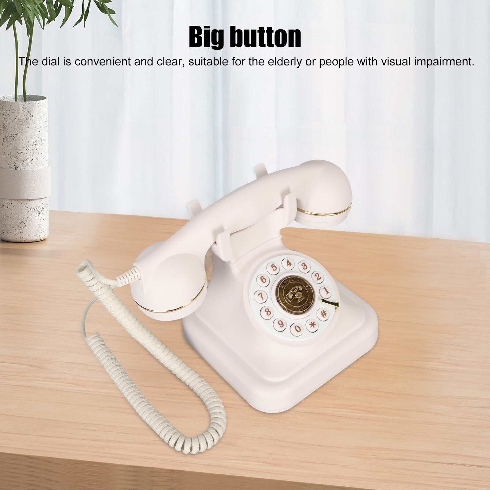 Telefon fix antic, cu butoane mari, decorativ, pentru uz casnic, birou ...