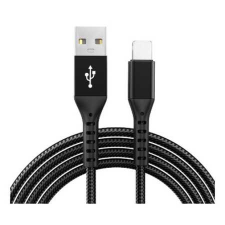 Cablu de date Lightning, 1m, negru, nylon impletit, incarcare rapida ...