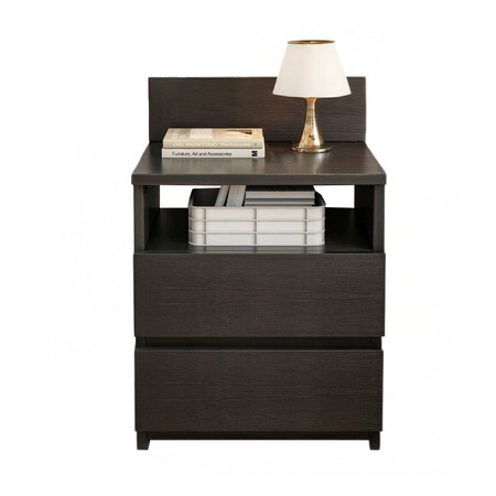 Noptiera neagra moderna, masa de dormitor, comoda cu 2 sertare, stil ...