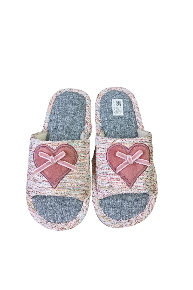 Papuci casa pentru femei realizati din material textil cu talpa de ...