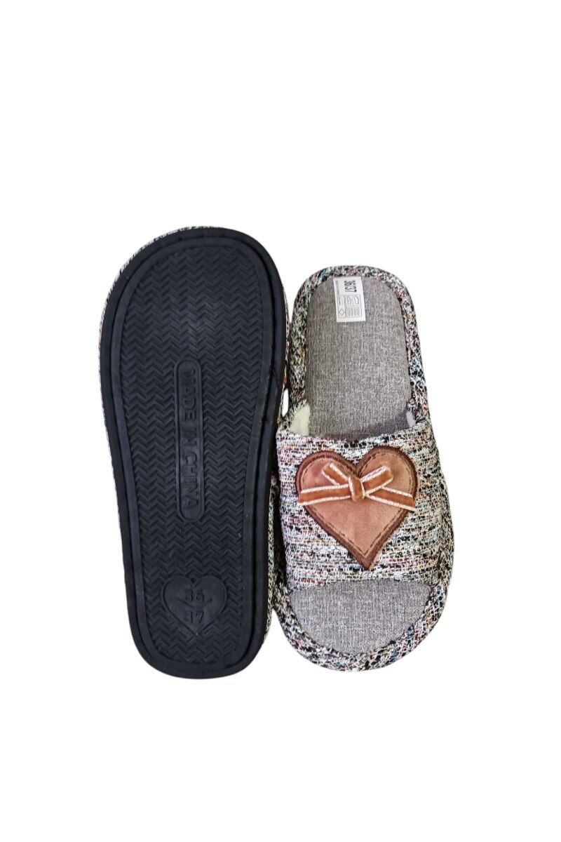 Papuci casa pentru femei realizati din material textil cu talpa de ...