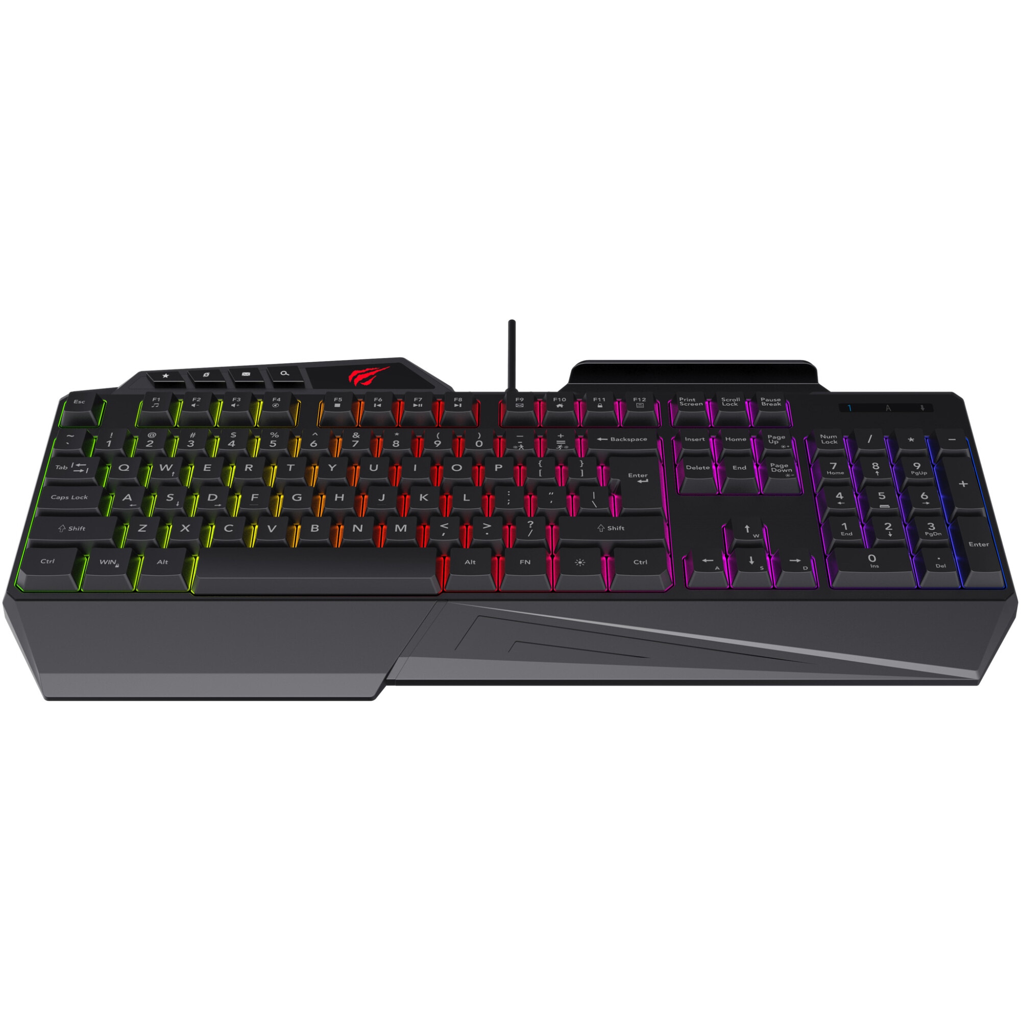 Tastatura gaming HAVIT KB488L, USB, 108 taste, iluminare rainbow, 19 ...