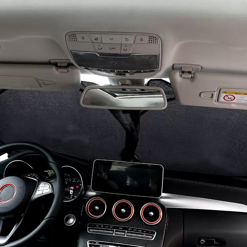 Parasolar auto pentru parbriz, NEVERMORE, pliabil, protectie ridicata ...