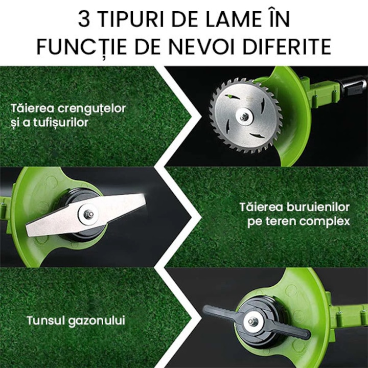Motocoasa/Trimmer Electrica 48V, 4000mAh, 18.000 RPM, 2 Acumulatori ...
