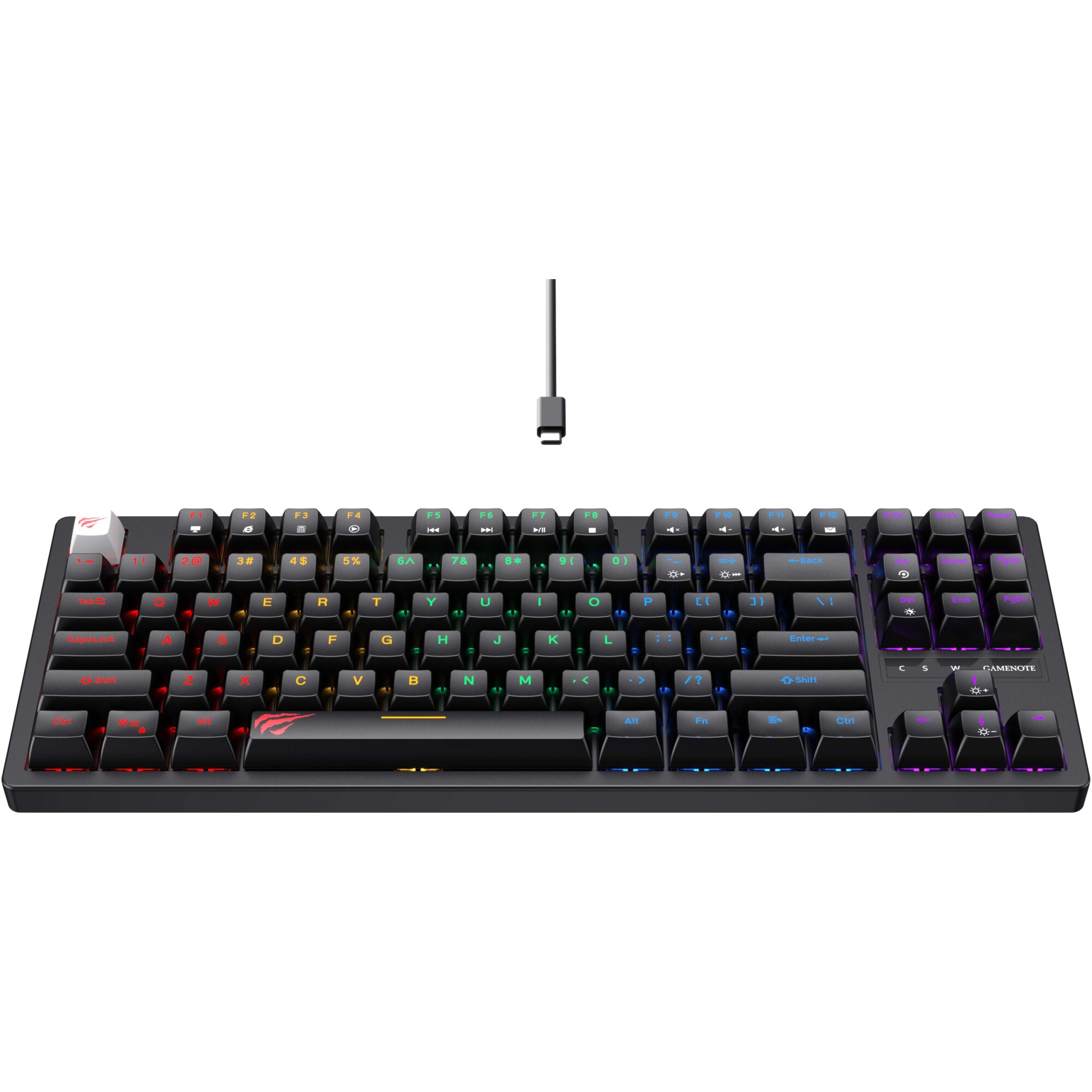 Tastatura gaming HAVIT KB892L, 87 taste, full anti-ghosting, 19 moduri ...