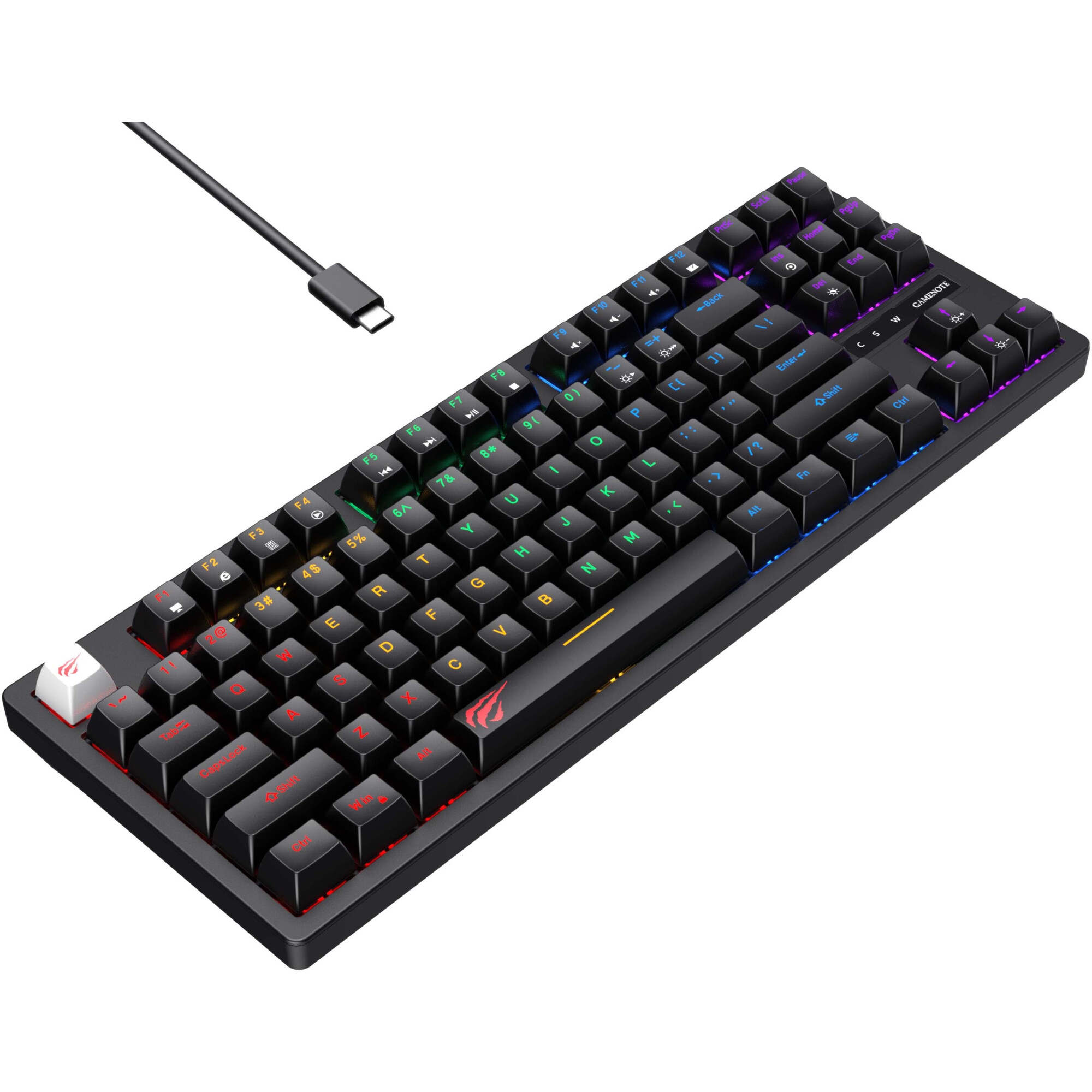 Tastatura gaming HAVIT KB892L, 87 taste, full anti-ghosting, 19 moduri ...