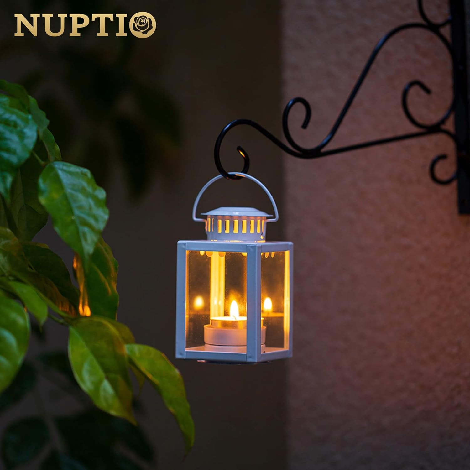 Set 4 Felinare Decorative, Nuptio, cu Suport pentru Lumanari, Alb - eMAG.ro